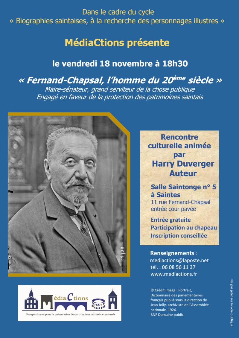 Fernand Chapsal Conférence MédiaCtions le vendredi 18 novembre 2022